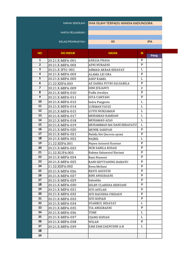 Format Rapot Kelas XII IPA 22-23 | PDF