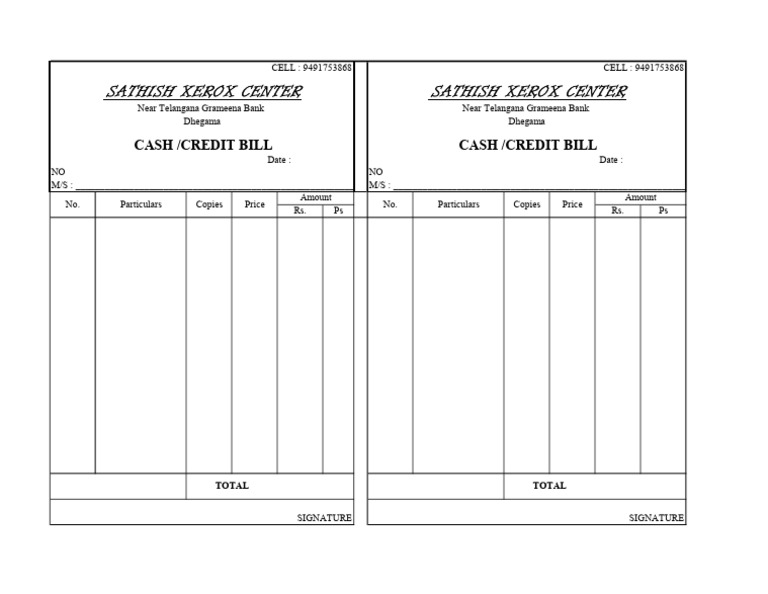 Xerox Bill Format Template | PDF