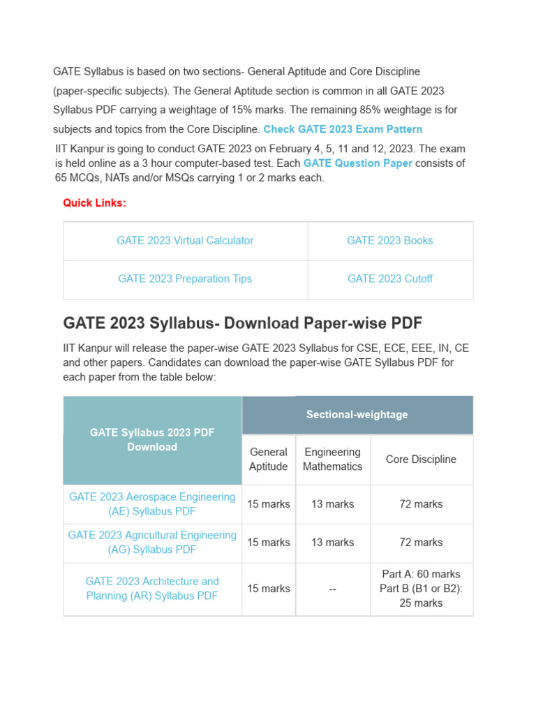 GATE Syllabus 2023 | PDF | Fluid Dynamics | Stress (Mechanics)