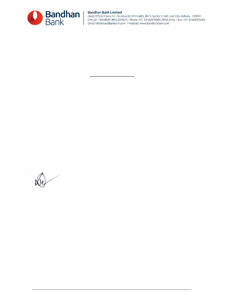 Bandhan Relieving Letter | PDF