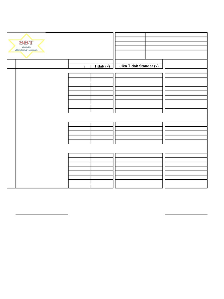 Contoh Form P2H | PDF