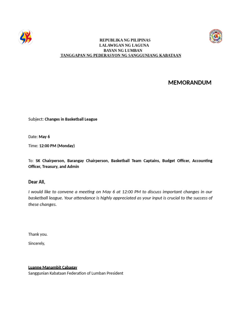 Memorandum (Changes) | PDF