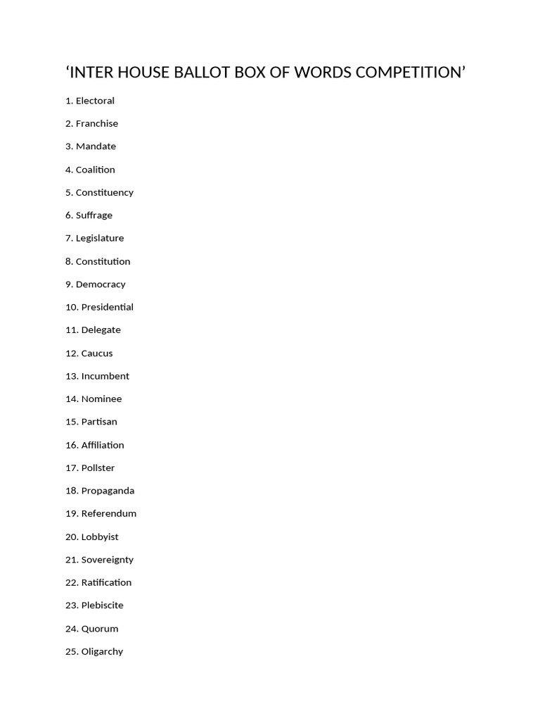 Political Vocabulary Challenge | PDF