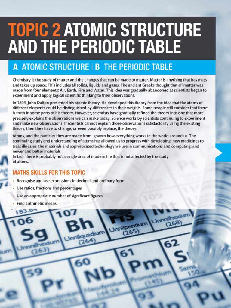 A Level Topic 2 - Atomic Structure and the Periodic Table | PDF ...