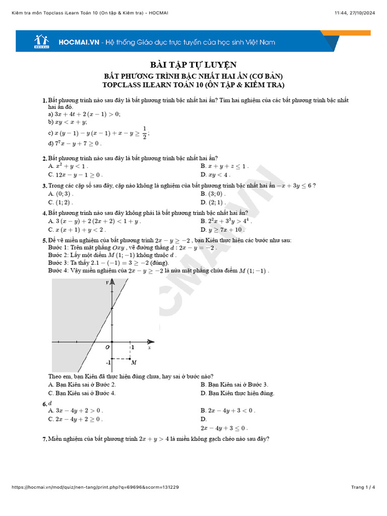 Bài T PT LUY: B TPH G Trì HB C H T Hai (C B) Topclass Ilear TOÁ 10 (Ô T P & Ki M Tra) | PDF