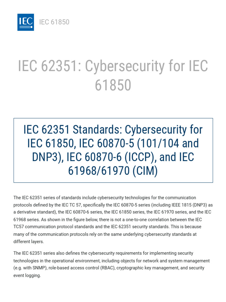 IEC 62351 - Cybersecurity For IEC 61850 - IEC 61850 | PDF | Computer ...