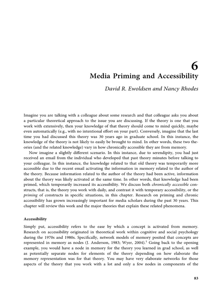 R15 Ewoldsen & Rhodes, Media Priming | PDF | Attitude (Psychology ...