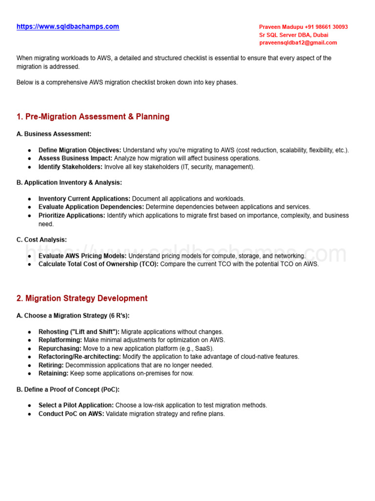 AWS Migration Checklist | PDF | Computer Networking | Computer Science
