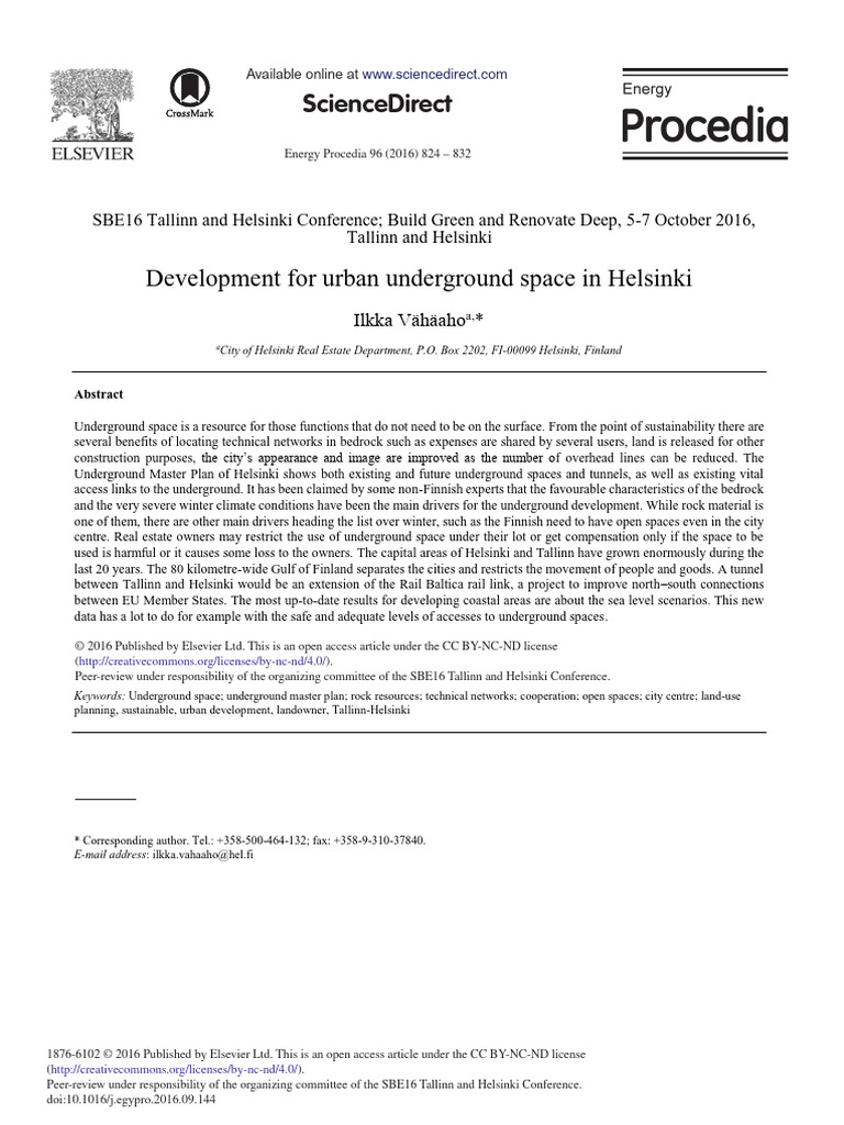 Development For Urban Underground Space in Helsink | PDF | Helsinki ...