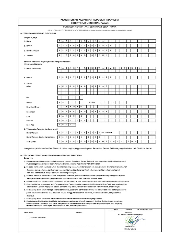 Formulir Permintaan Sertifikat Elektronik | PDF