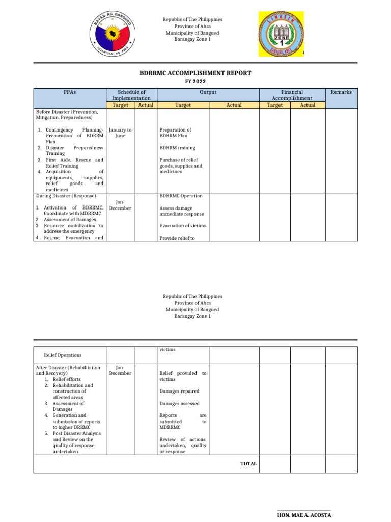 BDRRM-REPORT | PDF | Emergency Management | Risk Management