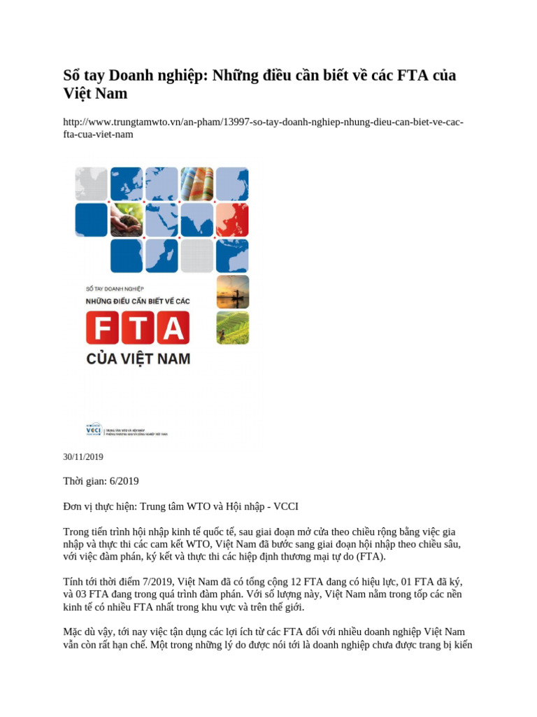 9 - Sổ Tay Doanh Nghiệp - nhung Dieu Can Biet FTA | PDF