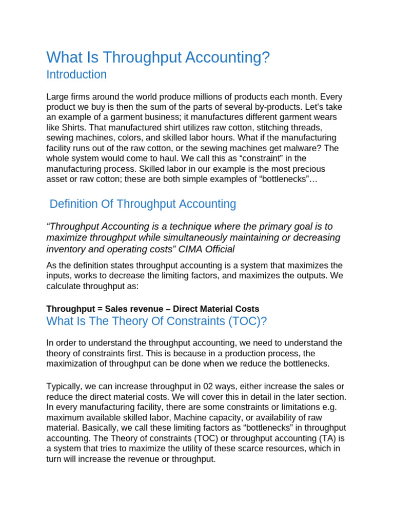 Throughput Accounting Explained | PDF | Lean Manufacturing | Business ...