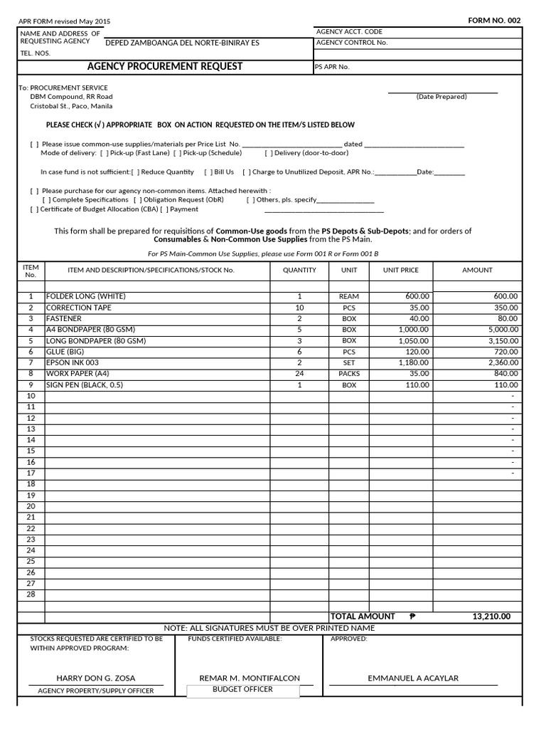 Biniray Es Apr-Form-september 2024 | PDF | Notebook | Procurement