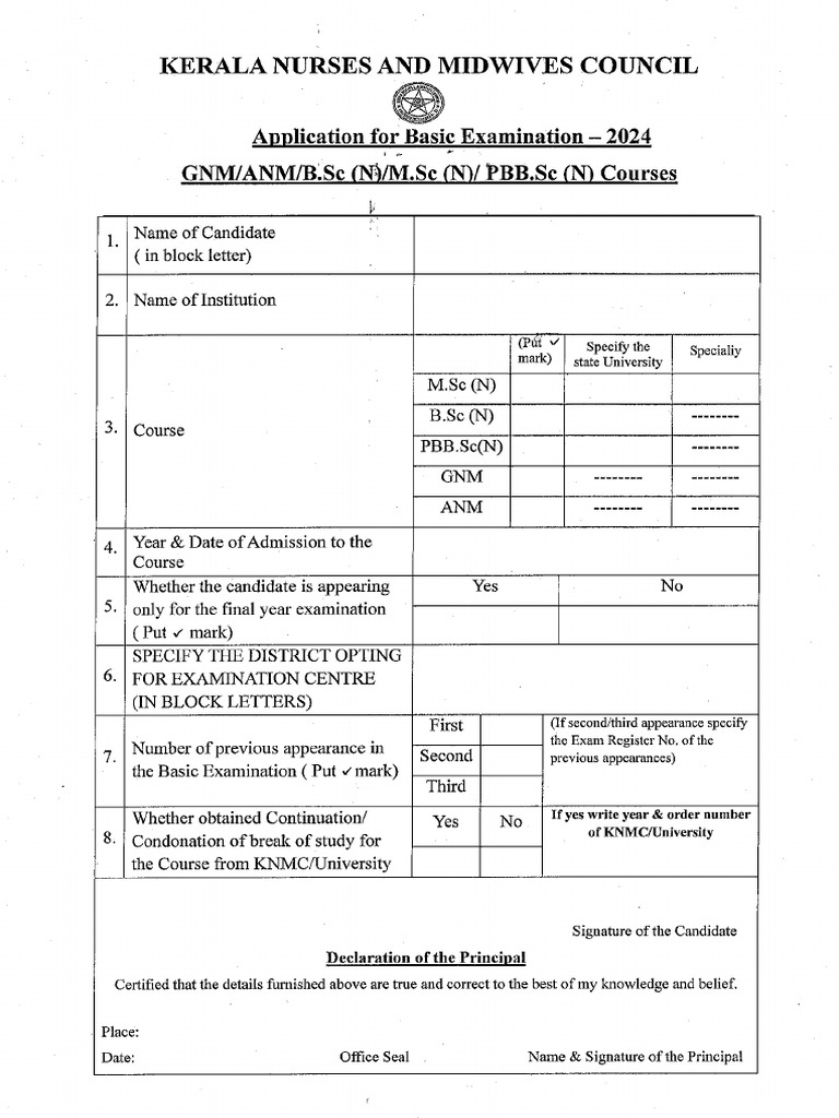 Application For Basic Examination | PDF