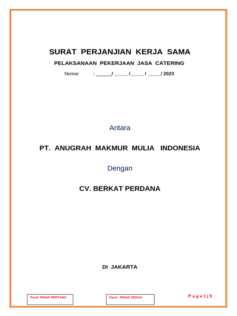 Draft KSO CV.BERKAT PERDANA- PT. AMMI- Catering - as per 21 Agustus ...