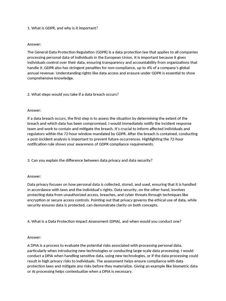 Data Privacy Interview Questions | PDF | Privacy | Computer Security