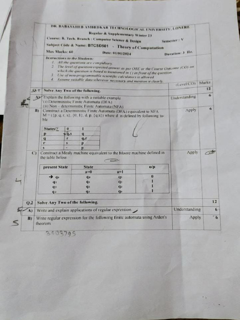 TOC Winter 2023 (Computer Science & Design) | PDF