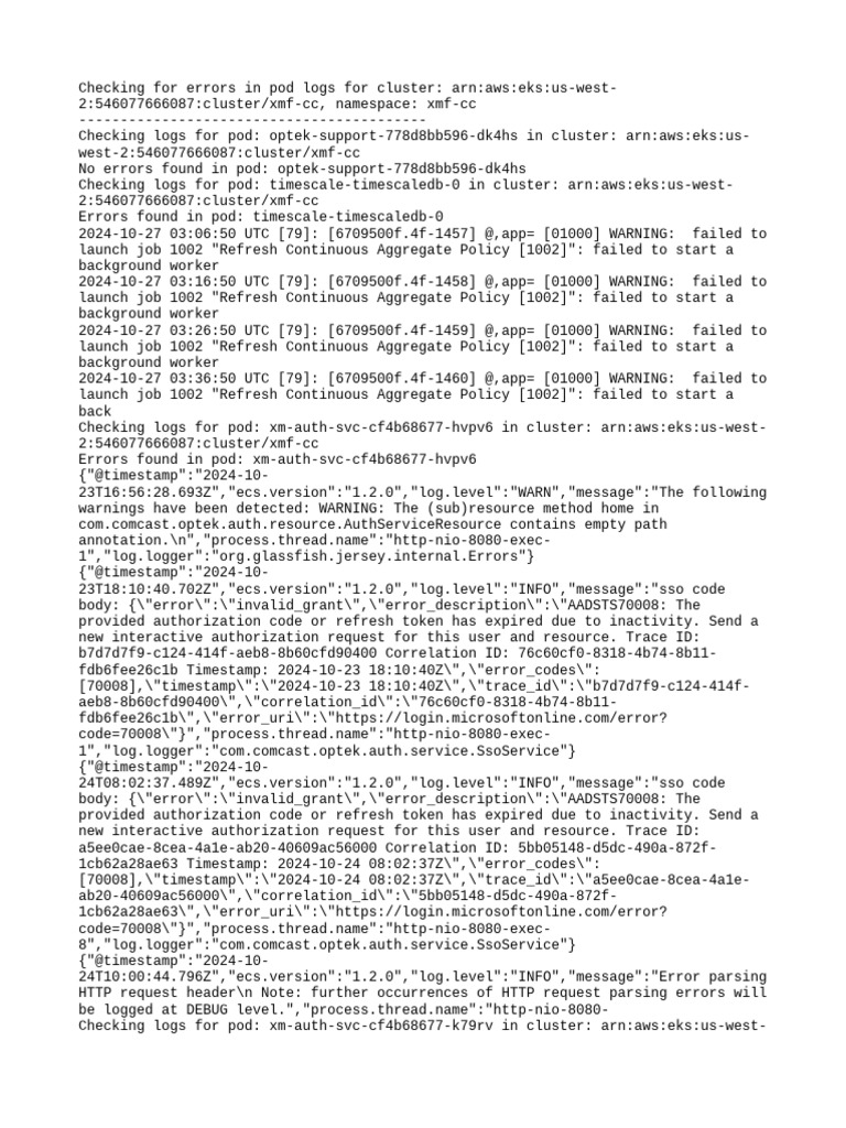 EKS Pod Log Error Analysis Report | PDF | Software Development | Software