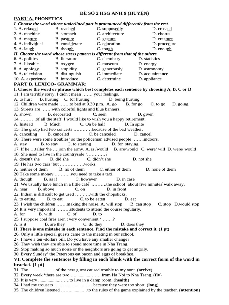 ĐỀ SỐ 2 HSG ANH 9 | PDF | Singapore | World Politics