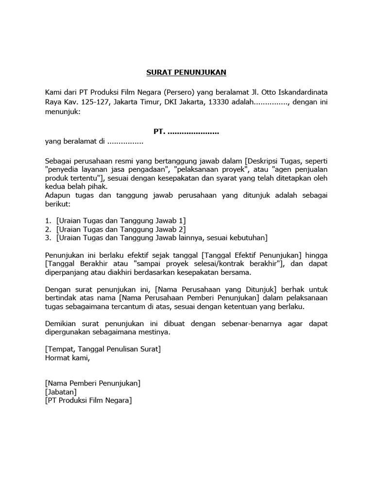 Template Surat Penunjukan | PDF
