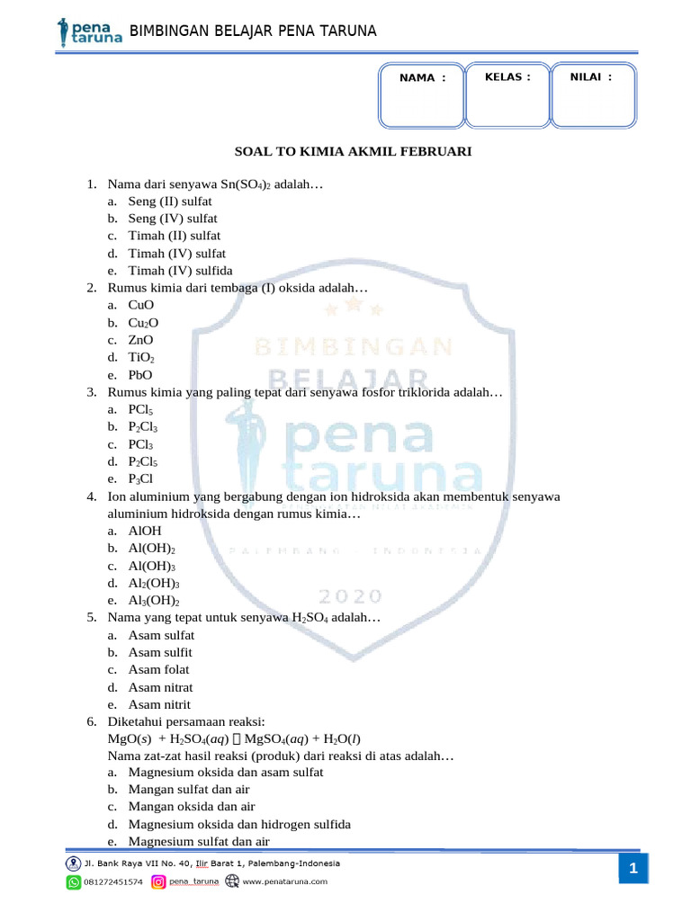 Rumus Kimia Senyawa Kromium dan Timah | PDF