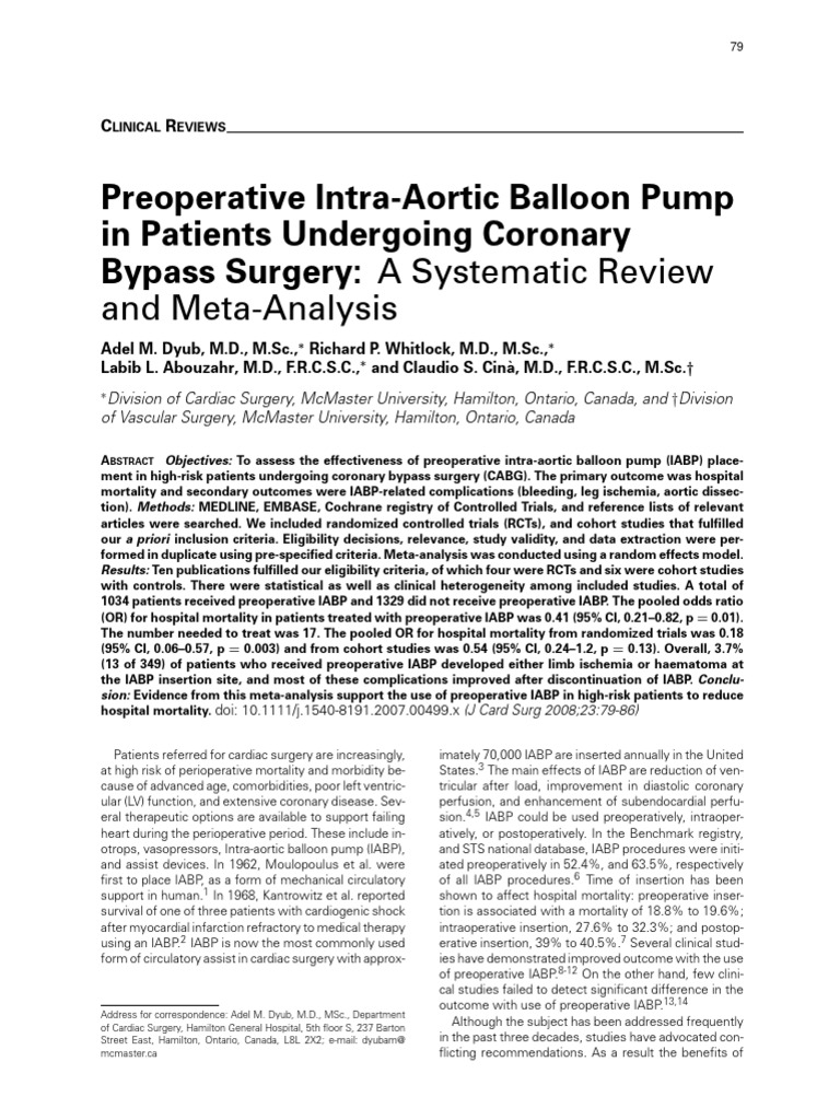 Journal of Cardiac Surgery - 2008 - Dyub - Preoperative Intra Aortic ...