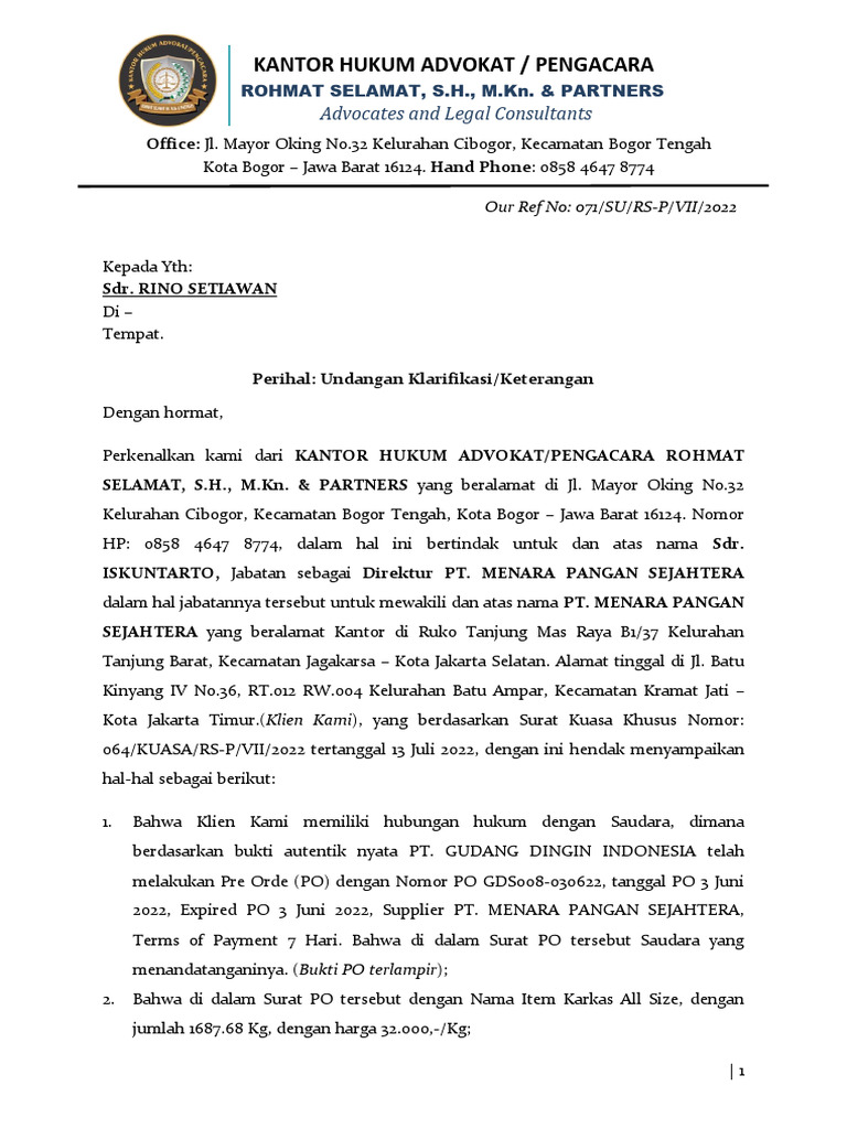 Surat Undangan - Rino Setiawan | PDF