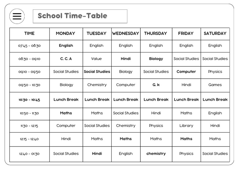 School Time Table | PDF