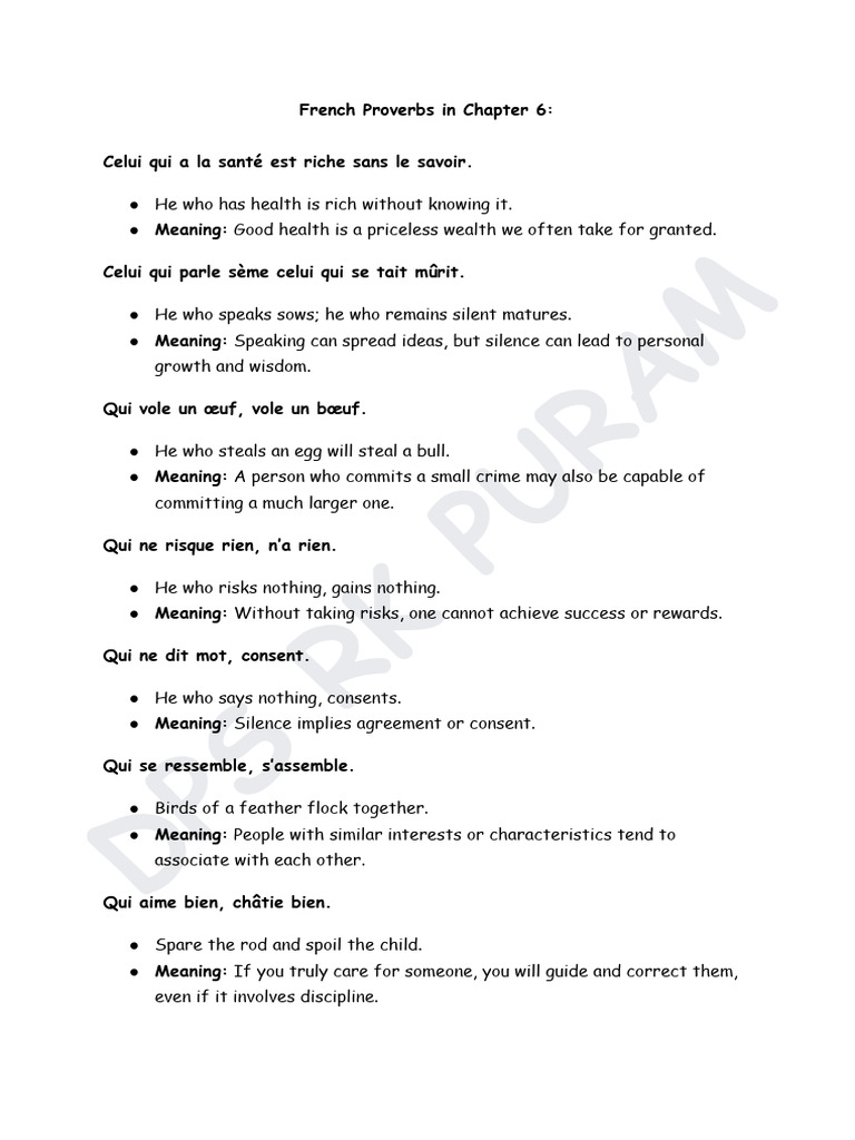 Lecon 6 Proverbs | PDF