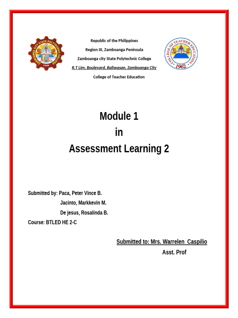 Assessment Learning 2 Module 1 | PDF | Educational Assessment ...