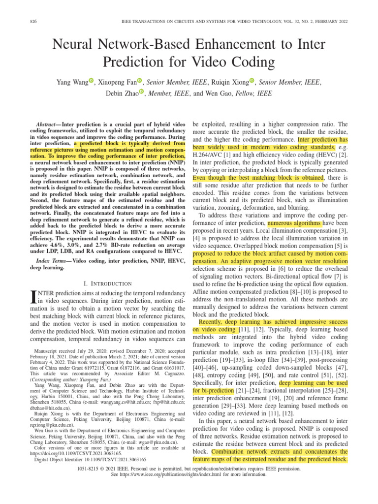 Neural Network-Based Enhancement To Inter Prediction For Video Coding ...