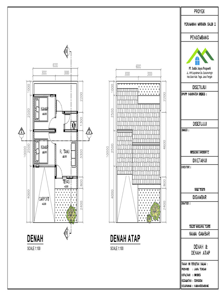 Denah Atap Denah: SCALE 1:100 SCALE 1:100 | PDF