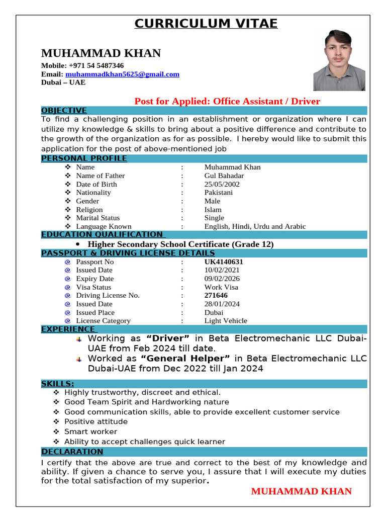 CV -MUHAMMAD KHAN | PDF