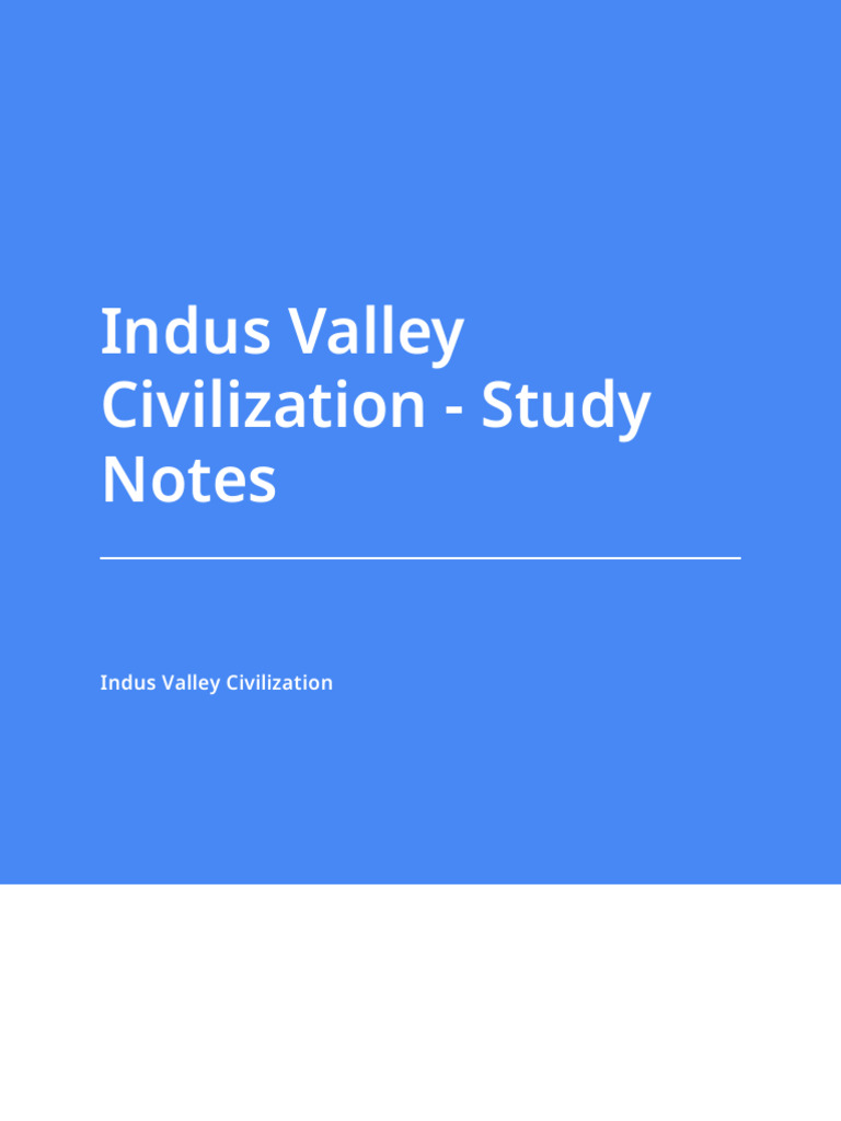 Indus Valley Civilization - Study Notes | PDF