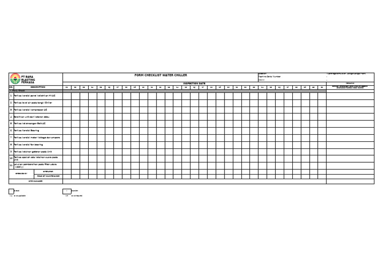 Form Ceklist Water Chiller Hvac | PDF