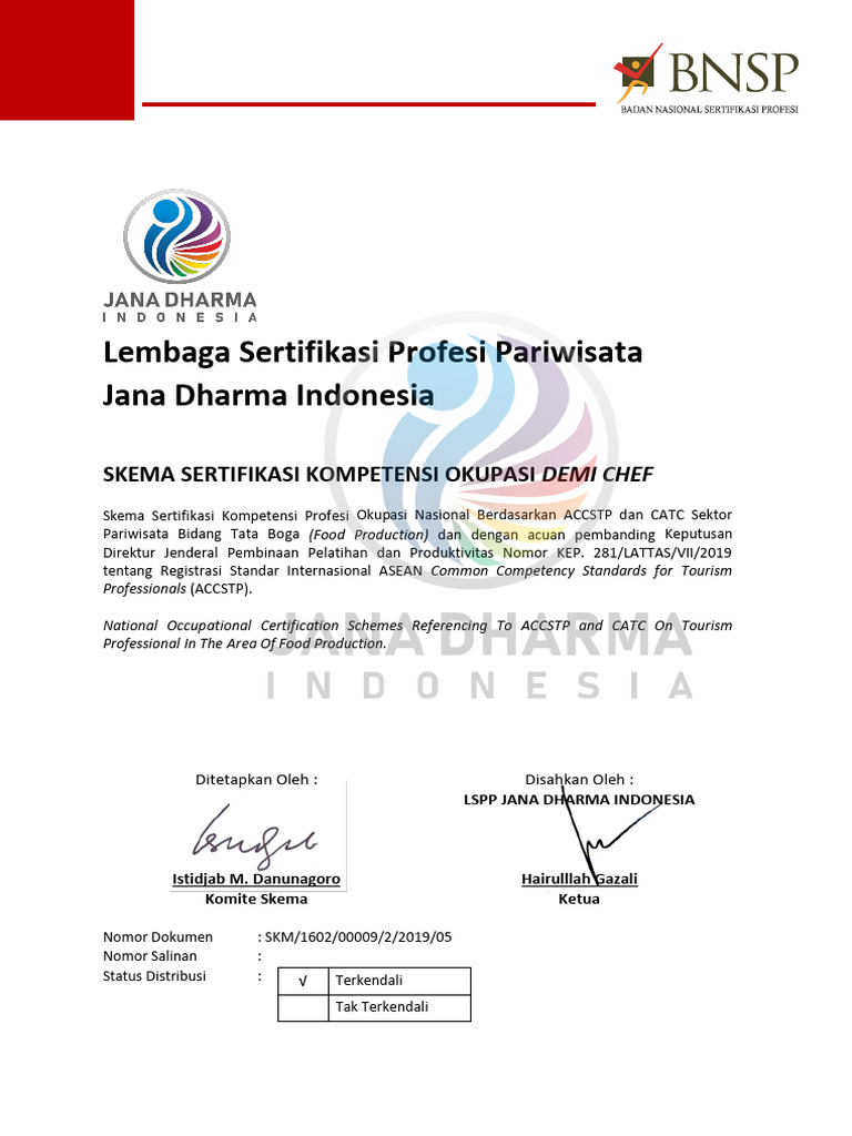 Skema Sertifikasi Demi Chef Nasional | PDF