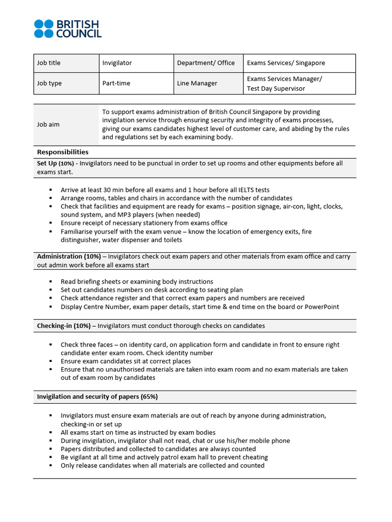 british counicl sg_invigilator_role_profile | PDF