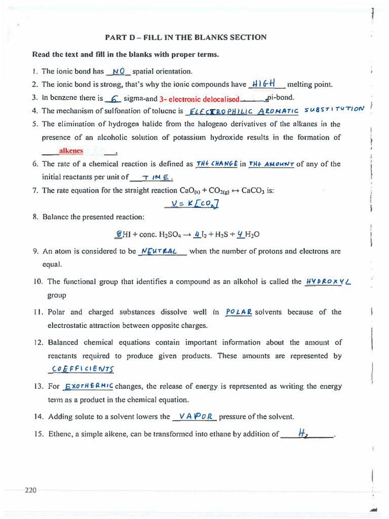 Chemistry - Extra Answers PART D PDF | PDF