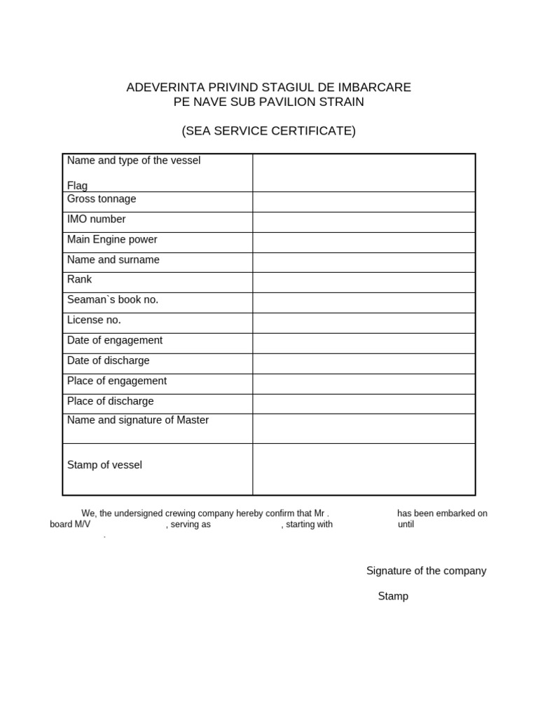 Model_Sea Service Confirmation | PDF