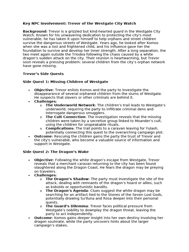 1b - Major NPC Involvement - Trevor The City Watchman | PDF