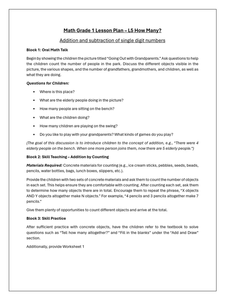 Math GR 1 - L5 How Many - LP - WS2 | PDF