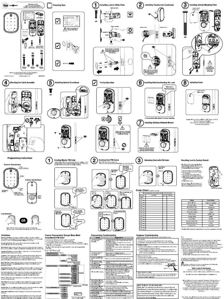 Yale Assure SL Installation and Programming Instructions | PDF