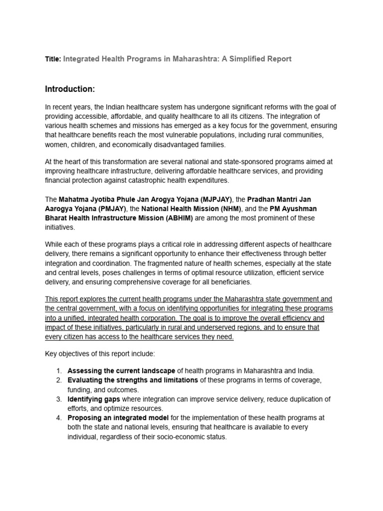 Integrated Health Programs in Maharashtra - A Simplified Report - DR ...