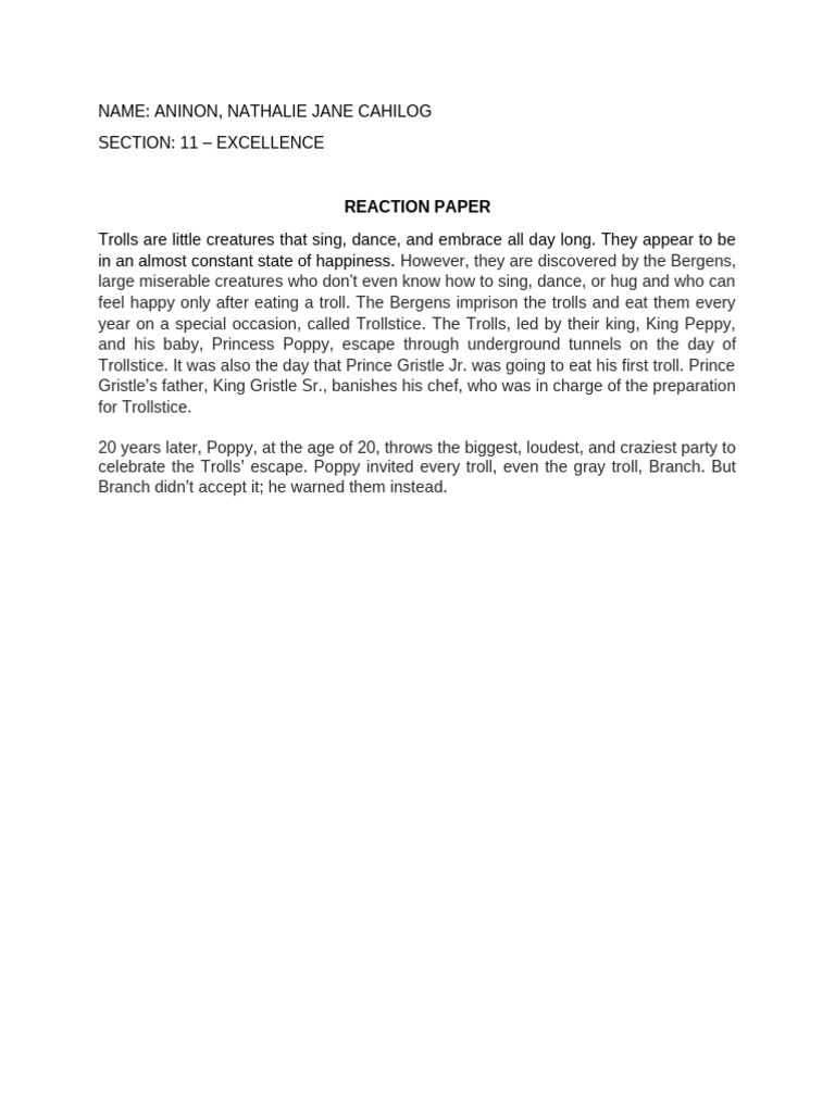 REACTION PAPER | PDF