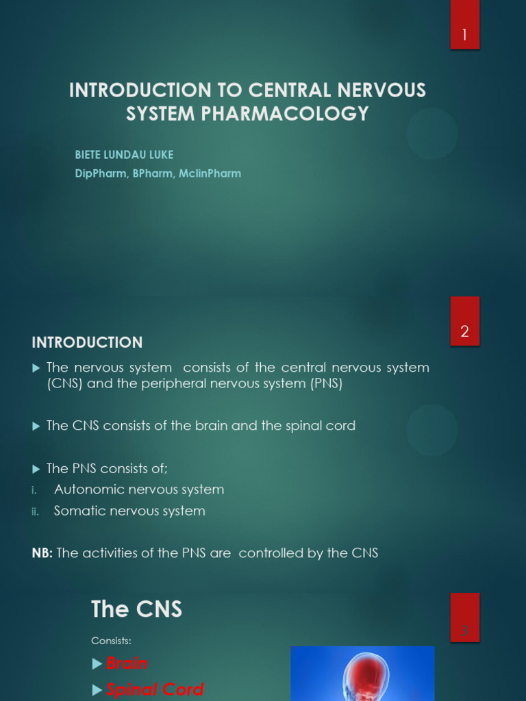 Introduction to CNS pharmacology 2 | PDF | Acetylcholine | Nervous System