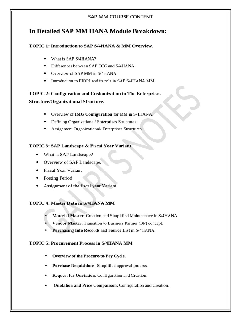 In Detailed SAP MM HANA Module Breakdown | PDF | Business