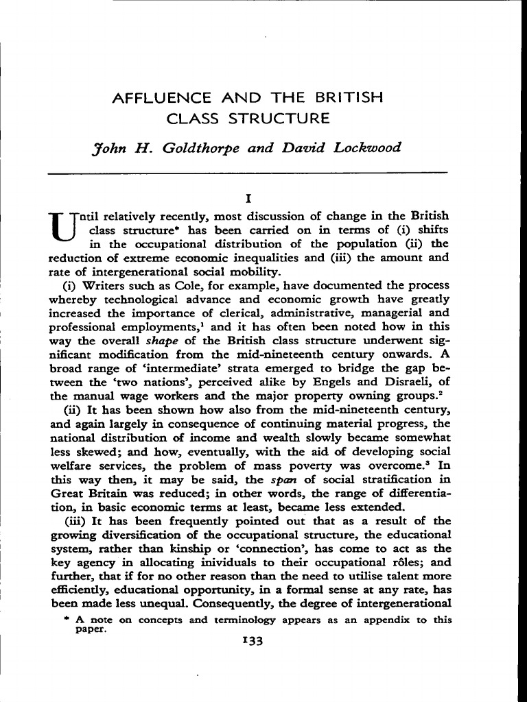 Affluence and The British Class Structure | PDF | Social Stratification ...