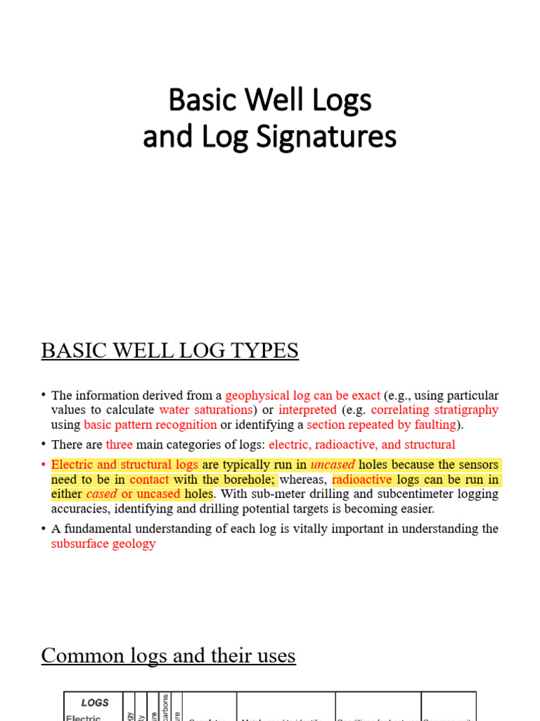 Basic Well Logs | PDF | Porosity