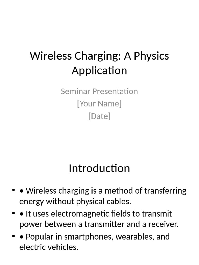 Wireless Charging Seminar 20slides | PDF | Wireless | Electrical Engineering